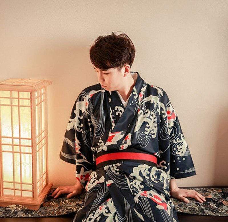 Black and Red Men's Kimono | Japanese Temple