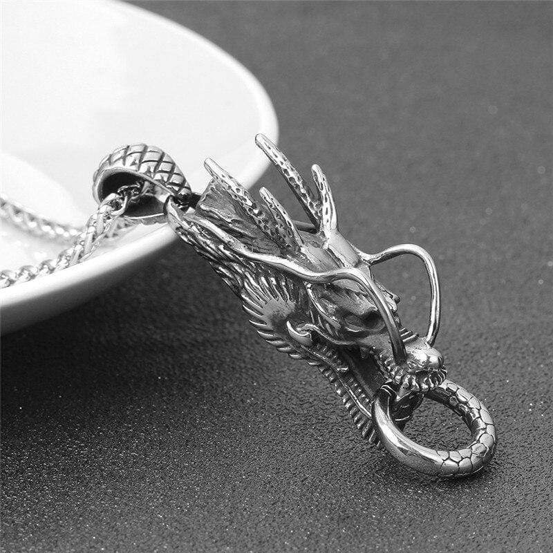 Steel Dragon Japanese Necklace | Japanese Temple