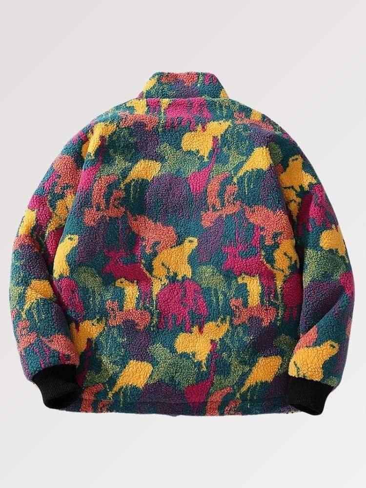 Colorful Streetwear Fleece Jacket | Japanese Temple